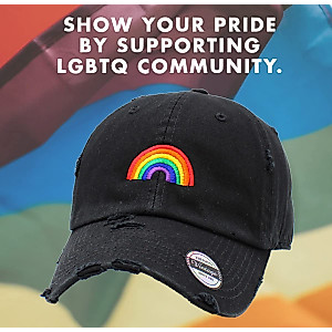 KBSV-PRIDE3 BLK Vintage Pride Rainbow Heart Distressed Daddy Dad Baseball Cap Dad Hat Adjustable (One Size, Black Pride Rainbow Vintage)