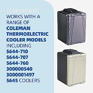 Upgrade 12V Thermoelectric Cooler Power Cord Adapter Replacement for Coleman Thermoelectric Cooler, for Coleman Electric Cooler Adapter, 8 ft Cooler Cord w/Fuse, Plug-in Car Cooler Power