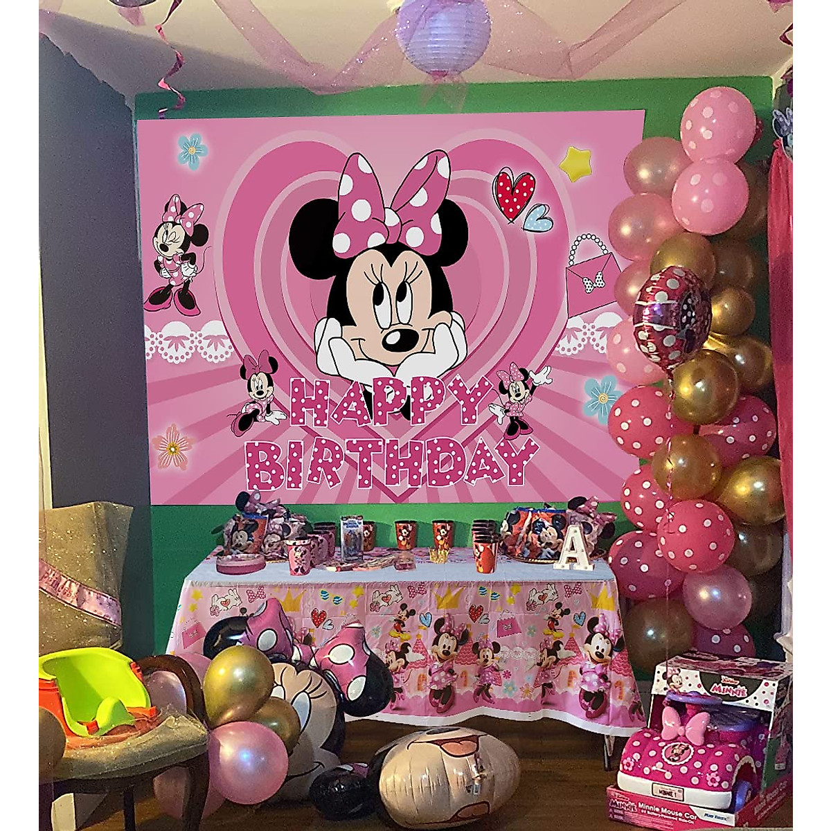 5x3ft Pink Mouse Party Supplies Photography Backdrop Princess Girls Birthday Background 1st 2nd 3rd Decoration for Kids Baby Shower Banner Photo Studio Props