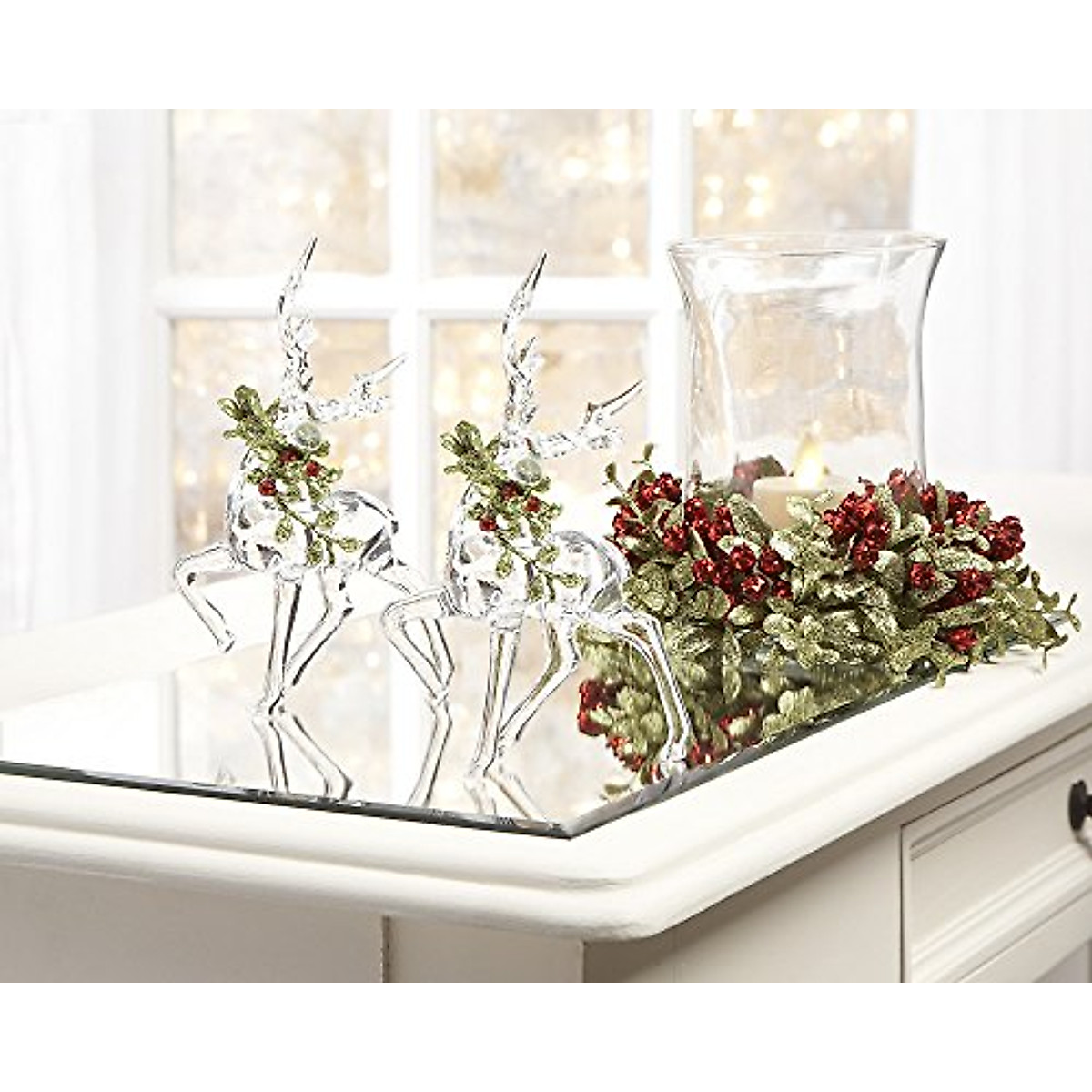 Ganz Kissing Krystals Christmas Acrylic 6" Mistletoe Reindeer Figurine