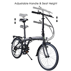 Dahon SUV D6 Folding Bike, Lightweight Aluminum Frame; 6-Speed Gears; 20” Foldable Bicycle for Adults,Black