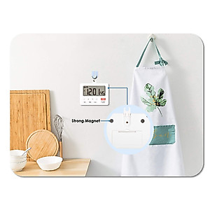 Jayron Desktop Digital Countdown Timer Kitchen Timer Stopwatch,Counting,Magnetic Hanging Hole Loud Alarm for Wedding Retired lab Homework Exercise Sports Fitness Work Cooking(White)