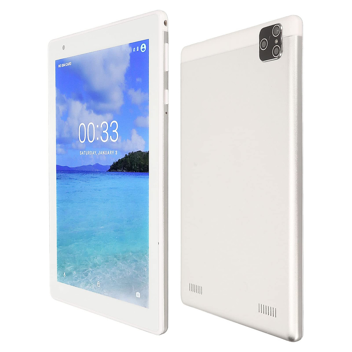 Acogedor 8.1Inch Android Tablet, 720x1280 HD Display MTK6592 CPU 4GB RAM 64GB ROM 3G Calling Tablet with 3 Card Slot, Support 2.4G 5G WiFi, 5000mAh, Silver