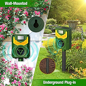 Ultrasonic Animal Repeller, 2023 New Solar Powered Cat Repellent Outdoor with Flame Light Flicker, 5 Modes Waterproof Dog Deterrent Repel Dogs,Cat, Bird,Squirrels,Raccoon,Rabbit,Fox for Garden Yard
