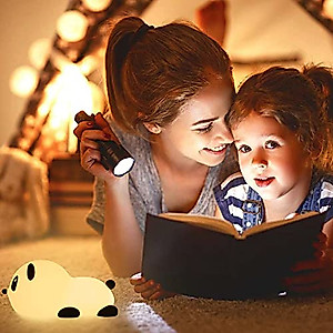SALUOKE Nursery Night Light 7-Color: Silicone Squishy NightLights for Kids with USB Rechargeable Cute Baby Light Decorative Room Lamp - Gifts for Children Toddler