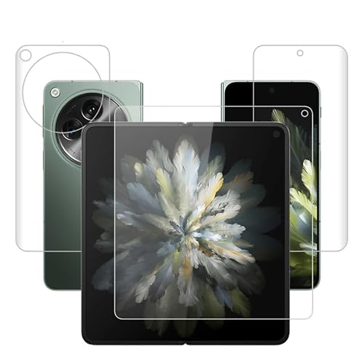 GZSO for Oneplus Open Fold Screen Protector 7.82" Clear TPU Anti-Fingerprints Hydrogel Full Cover Soft Screen Protector Film (3 in 1)