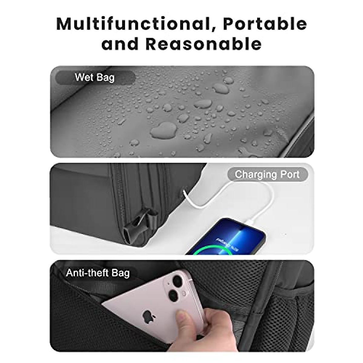 Snoffic Premium Travel Backpack, Carry on Backpack for Men Women Airline Approved, Black 17 Inch Carry-on Backpack, Waterproof Daypack Travel Essential for Work Business Hiking Traveling Gym Casual Bookbag (Black)