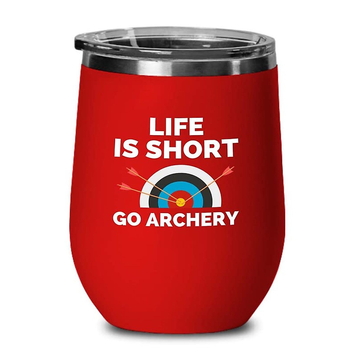 Archery Red Wine Tumbler 12oz - is short go archery - Archery Trainer Bowfishing Deer Shooting Target Shot