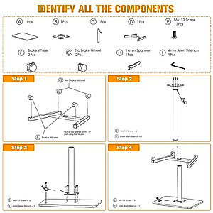 ANQWD 28" Pneumatic Height Adjustable Rolling Desk, Mobile Laptop Standing Desk Cart with Wheels, Rolling Standing Desk Table for Office Home (Bamboo Wood)