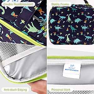 Genteen Lunch Box Kids, Prints Insulated Lunch Bag Kids Boys Girls,Soft Bag Mini Cooler Back to School Thermal Meal Tote Kit Lunch Box for School,Work,Outdoor - Dinosaur