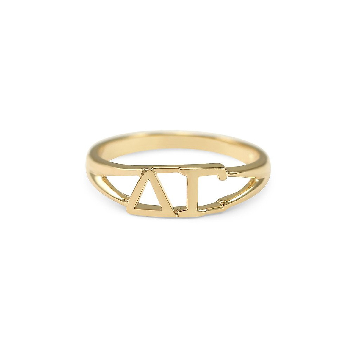 The Collegiate Standard Delta Gamma 14k Gold Plated Sorority Ring with Greek letters