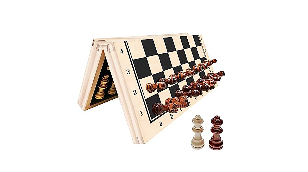 Wooden Magnetic Chess Set, YJZ 12” Chess Board Portable for Folding ...