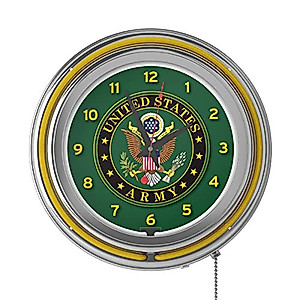 U.S. Army Symbol Chrome Double Ring Neon Clock