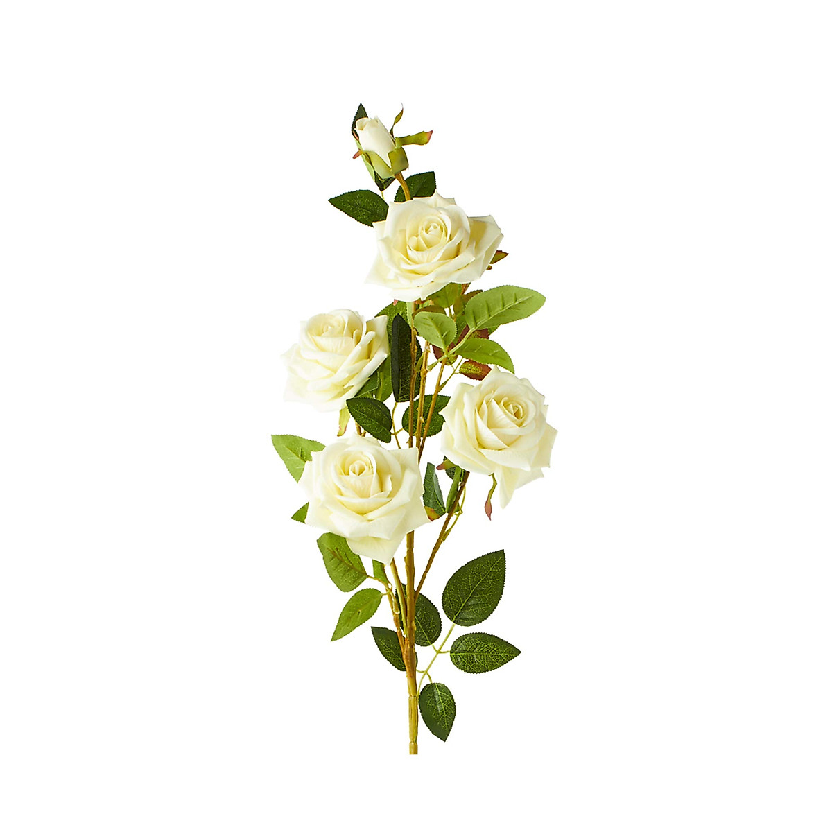 ELITE FLORAL 36" Artificial Rose Branch (4 Roses, 1 Bud) - White, Real Touch Rose Branch, Realistic Faux Rose Flowers, for Home Garden, Office, Flowers Arrangement, Wedding Centerpiece, DIY