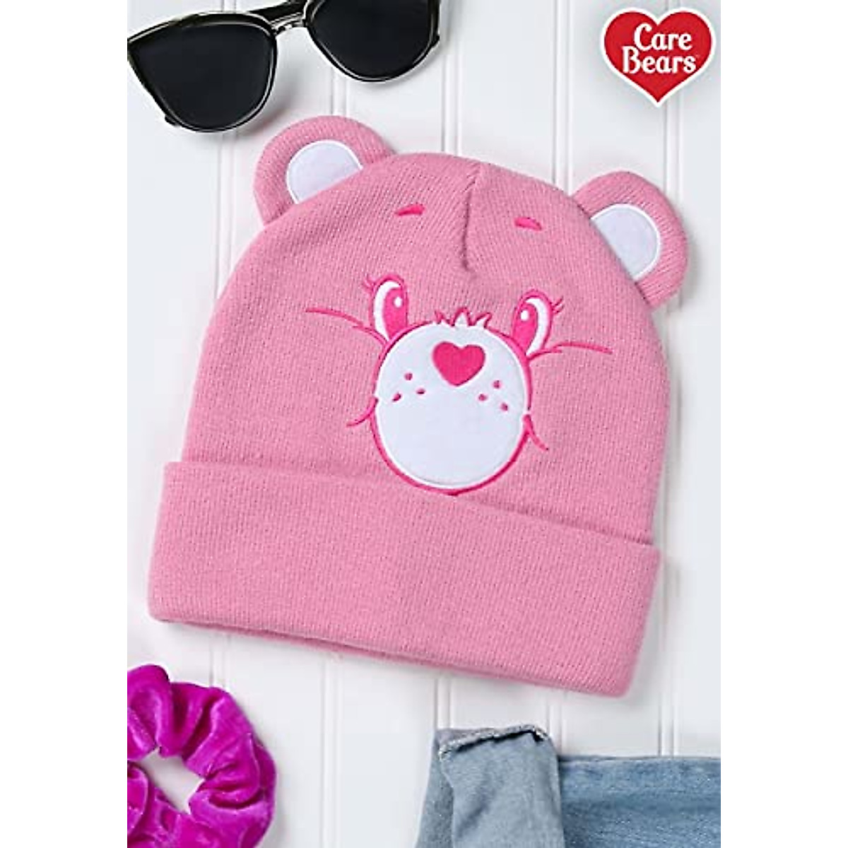 Adult Care Bears Cheer Bear Knit Hat Pink