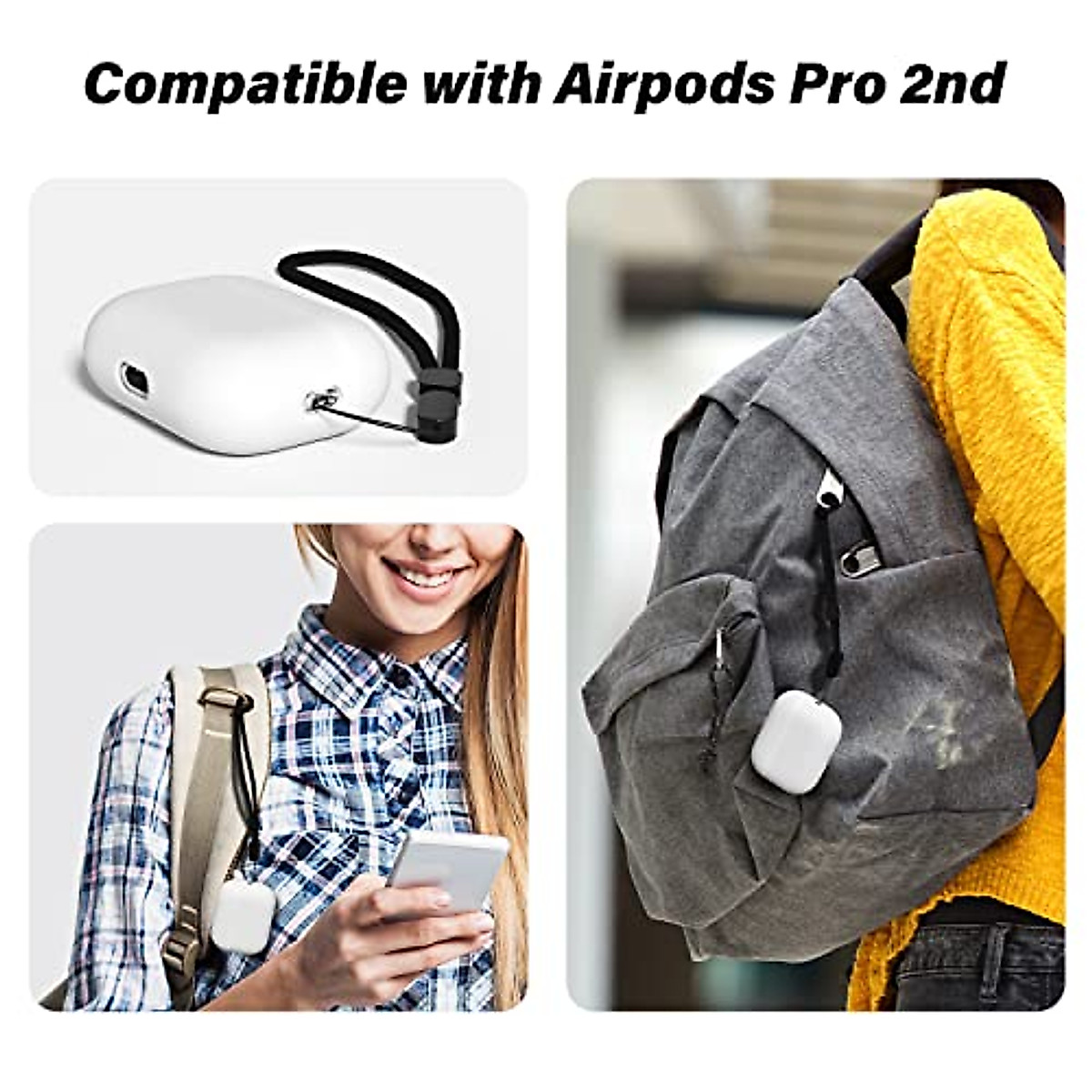 Oakxco Lanyard Compatible with Airpods Pro 2 Loop Adjustable Hand Wrist Nylon Strap, Lanyard for Cell Phone/Camera/Switch/iPods Pro 2nd/Airpods 1/2nd/3rd/Pro Case, Black