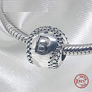 Bolenvi Baseball Softball Sports Ball 925 Sterling Silver Charm Bead for Pandora & Similar Charm Bracelets or Necklaces