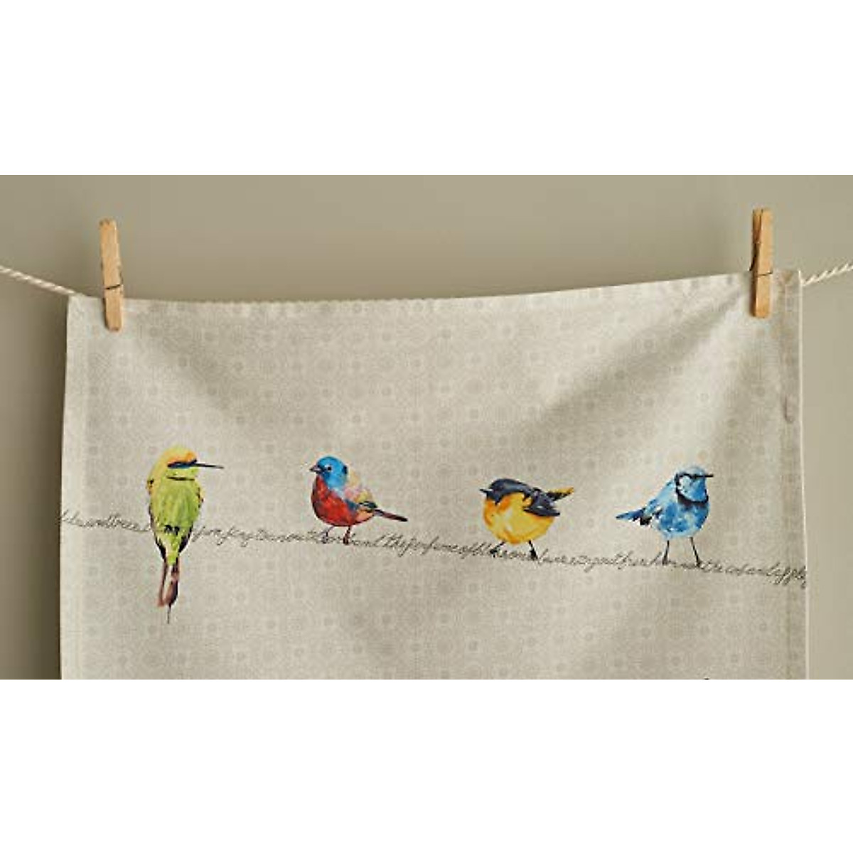 Maison d' Hermine Birdies On Wire 100% Cotton Set of 2 Multi-Purpose Kitchen Soft Absorbent Dish Towels | Tea , Bar Towels (20 Inch by 27.50 Inch)