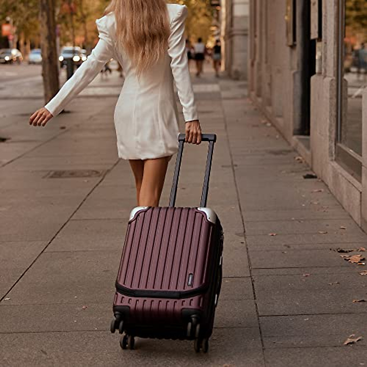 LEVEL8 Grace EXT Carry On Luggage, 20” Expandable Hardside Suitcase, ABS+PC Harshell Spinner Luggage with TSA Lock, Spinner Wheels - Red, 20” Carry-On