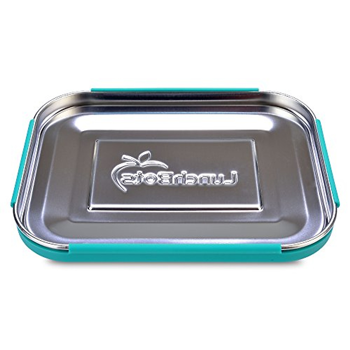 LunchBots Medium Uno Stainless Steel Sandwich Container - Open Design for Wraps - Salads or a Small Meal - Eco-Friendly - Dishwasher Safe and BPA-Free - Aqua Dots