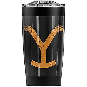 Logovision Yellowstone OFFICIAL Yellowstone Large Brand Stainless Steel 20 oz Travel Tumbler, Vacuum Insulated & Double Wall with Leakproof Sliding Lid