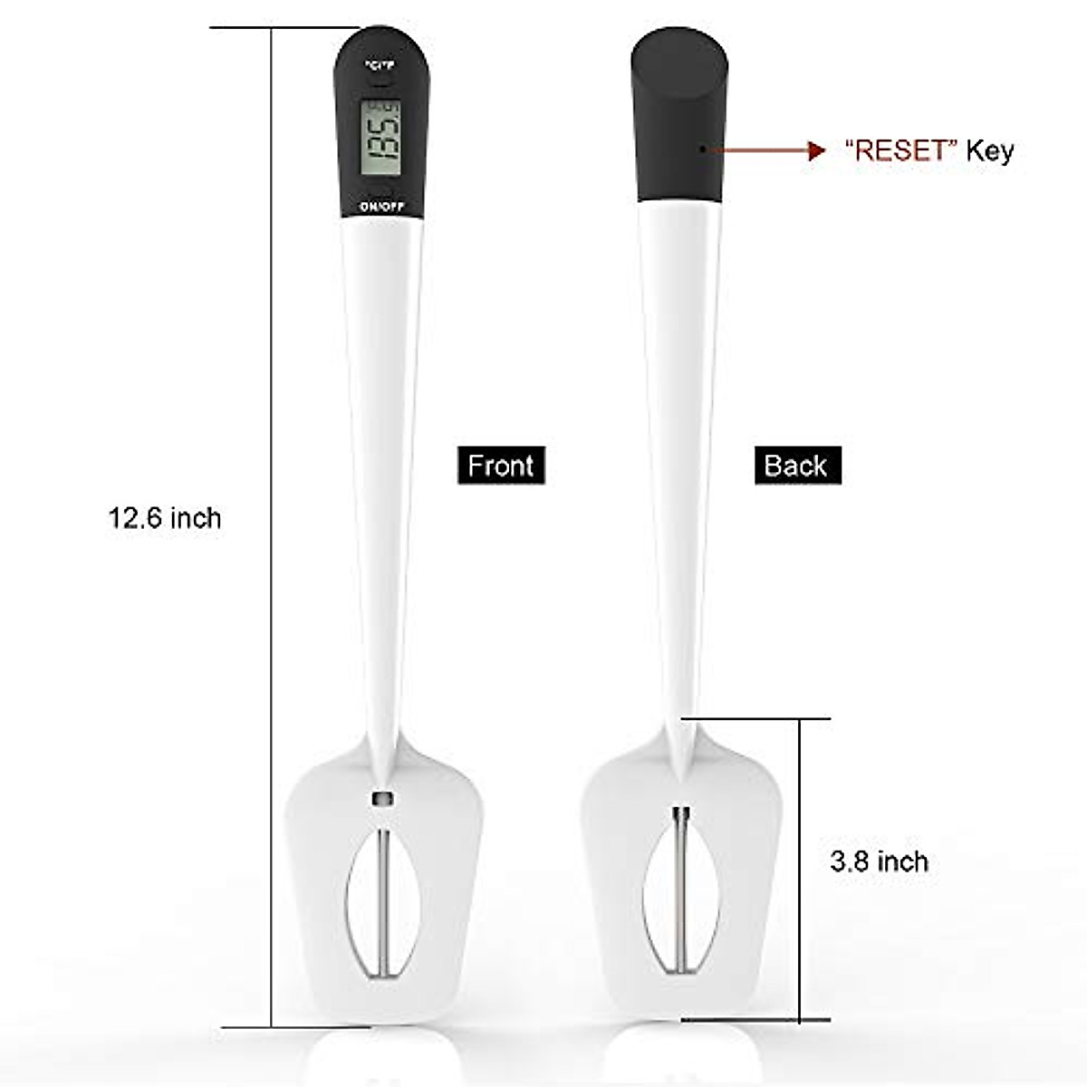 Efeng Digital Meat Thermometer Candy Thermometer Spatula with Pot Clip & 9" Probe – Fast Instant Read Digital Candy Thermometer Spatula for Chocolate Jam Meat, BPA Free Silicon Frying Kitchen aid