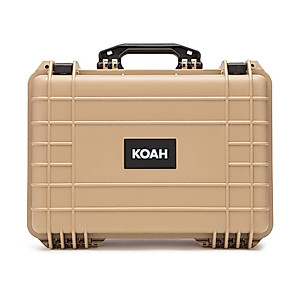 Koah Weatherproof Hard Case with Customizable Foam (18 x 14 x 7 Inch) - Tan