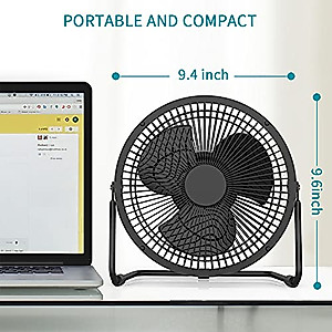 Battery Operated Desk Fan with Timer, 4 Speeds with Upgraded Strong Airflow, 9 Inch Rechargeable Table Fan for Home Camping Hurricane, Quiet & Portable, Fast Charging, 5200mAh, Metal Fan for Durable, Easy Cleaning, 360° Rotation