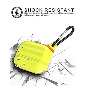 HALLEAST for AirPods 3 Case Waterproof, Front LED Visible & Support Wireless Charging, Protective Silicone Case Cover Compatible with for Apple AirPods 3 with Carabiner, Nightglow Yellow