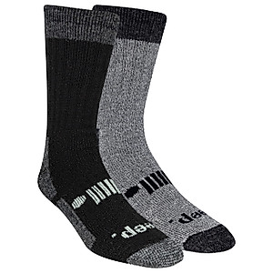 Jeep Men's Performance Wool Hiking Crew Socks-2 Pair Pack-Heavyweight Cushioned Comfort, Black, 8-12