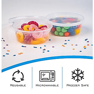 EDI [8 OZ (20 Sets), 16 OZ (20 Sets) and 32 OZ (10 Sets) Plastic Deli Food Storage Containers with Airtight Lids, Bundle