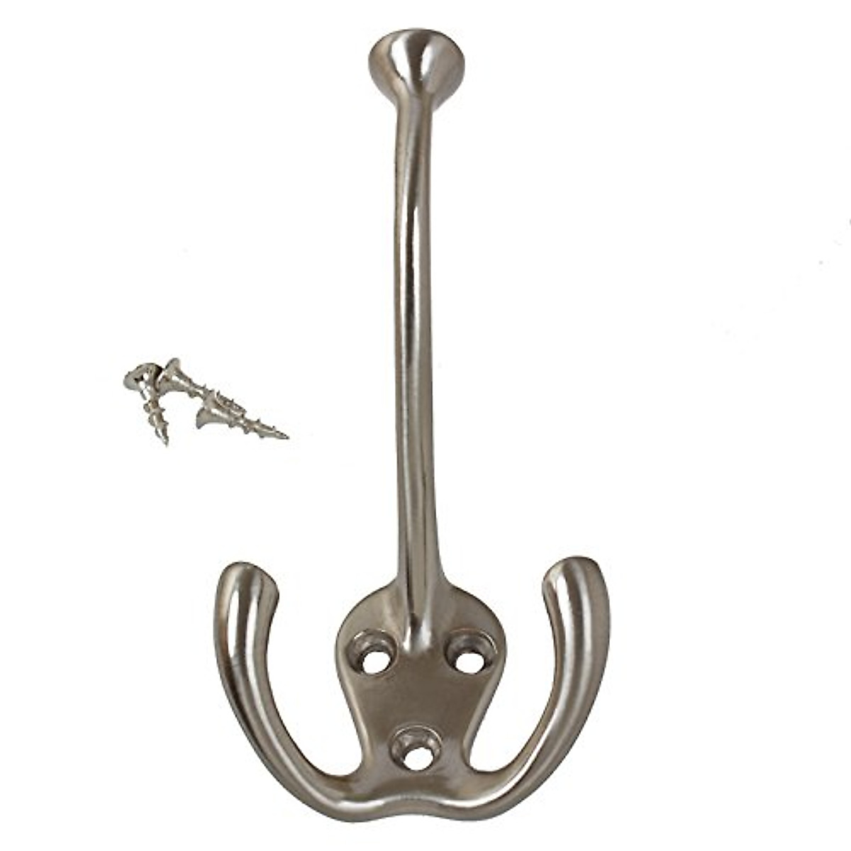 GlideRite Hardware 7011-SN-25 Large 4.5 x 2.5 inch Robe/Coat/Hat Tri-Hooks 25 Pack, Satin Nickel Finish