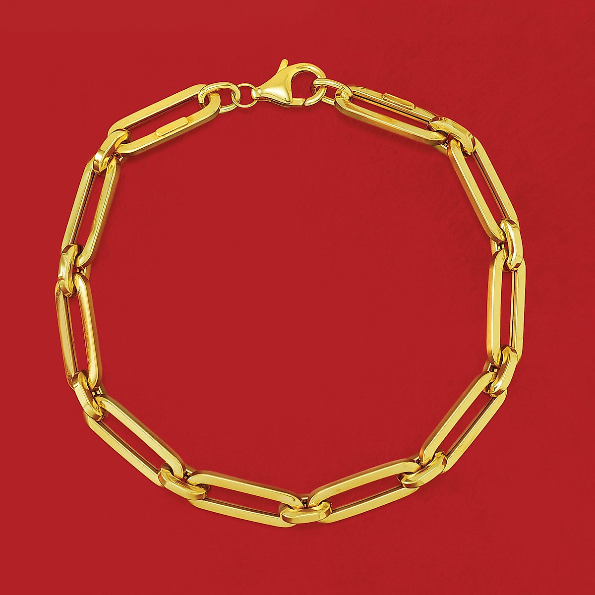 Ross-Simons Italian 14kt Yellow Gold Paper Clip Link Bracelet. 7 inches