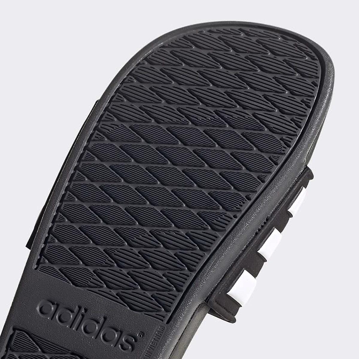 adidas Men's Adilette Comfort Adjustable Slides, Core Black/White/Grey, 10