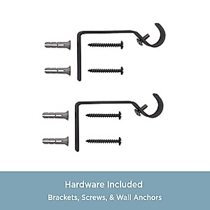 Kenney KN71606 Chelsea Ball End Standard Decorative Window Curtain Rod, 28-48" Adjustable Length, Black Finish, 5/8" Diameter Steel Tube, 2-Pack