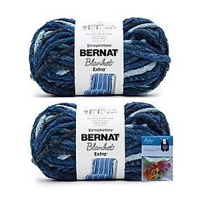 Bernat Blanket Extra Yarn, Jumbo Gauge #7, 2-Pack (Teal Dreams) Bundle with Bella's Crafts Stitch Markers