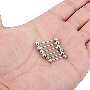 Yaalozei 16G Nipple Tongue Rings Piercing Jewelry for Women 16 Gauge Stainless Surgical Steel Straight Long Short Nipple Tongue Rings Barbell Bar Nipple Piercing Jewelry for Men 12mm 14mm 16mm Silver