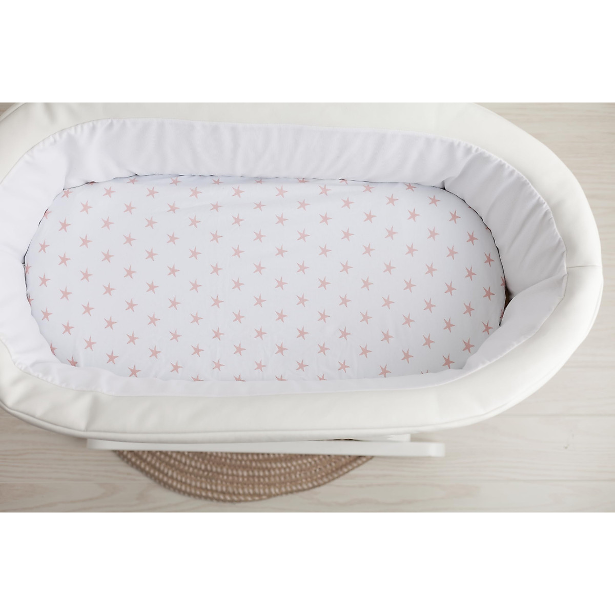 Ely's & Co. Bassinet Sheet 100% Jersey Cotton 2 Pack for Baby Girl-Dusty Rose and Mauve Pink Stars