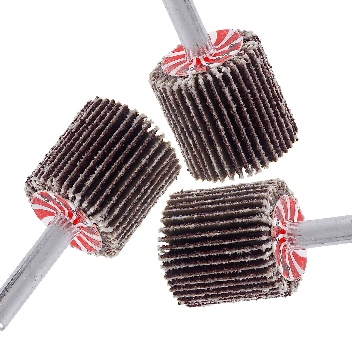 Mixiflor 50 Pack Abrasive Flap Wheel Sande,1" x 1" x 1/4" Shank Mounted Flap Wheels,80 Grit Aluminum Oxide for Remove Rust and Weld Burr,1/4 Shank Fits All Drills