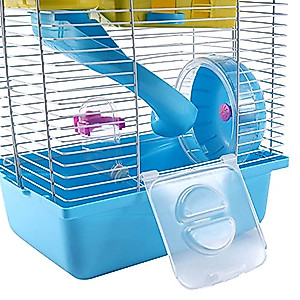FDSF Pet Cage Hamster with Transparent Skylight Double Layer House for Hamster Golden Hamster Pet Blue