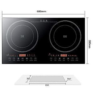 Dual Electric Induction Cooker, 110V 1200w Portable Digital Countertop Double Burner Cooktop Burner Sensor Touch Stove with 8 Gear Firepower, Double Induction Cooktop Cooker Fit for Iron Pot
