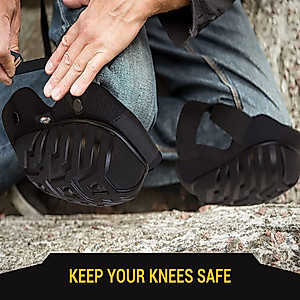 Knee Pads for Work - Universal Fit for Men and Women - Professional Poly-Shield Knee Pads With Gel-Padded Cushion - Construction Knee Protector With Adjustable Buckle Closure & Non-Slip Straps
