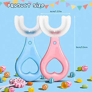 AURUZA Kids U Shaped Toothbrush Food Grade Soft Silicone Brush Head,U-Type 360° Oral Toothbrush Cleaning with Handle Design for Kids（2-6 Years Old）