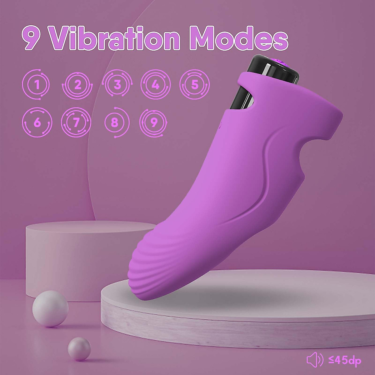 Finger Dildo Couples Sex Toys, Couples Bullet Vibrator, Sexual Pleasure Tools for Women, Waterproof G spot Clitoris Nipple Mini Vibrator, Rechargeable Silicone Finger Stimulator with 9 Vibration Modes