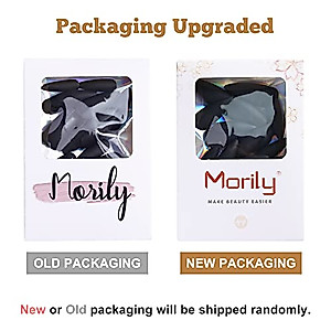 Morily 24pcs Fake Nails Matte Pure Color Medium Long Stiletto Almond Press on Nail False Tips Artificial Finger Manicure for Women and Girls (Black)