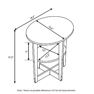 Furinno JAYA Oval End Side Night Stand/Bedside Table, 1-Pack, Columbia Walnut/Black
