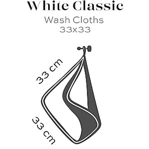WhiteClassic Luxury Cotton Washcloths - Large Hotel Spa Bathroom Face Towel | 12 Pack | White