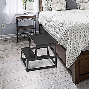BEWISHOME Wooden Step Stool for Adults, Small Step Stool for Kids, Kitchen Step Stool, 2 Step Stool, Bed Steps for High Beds with 500lb Load Capacity, Stepping Stool for Bedroom & Kitchen KTD01H
