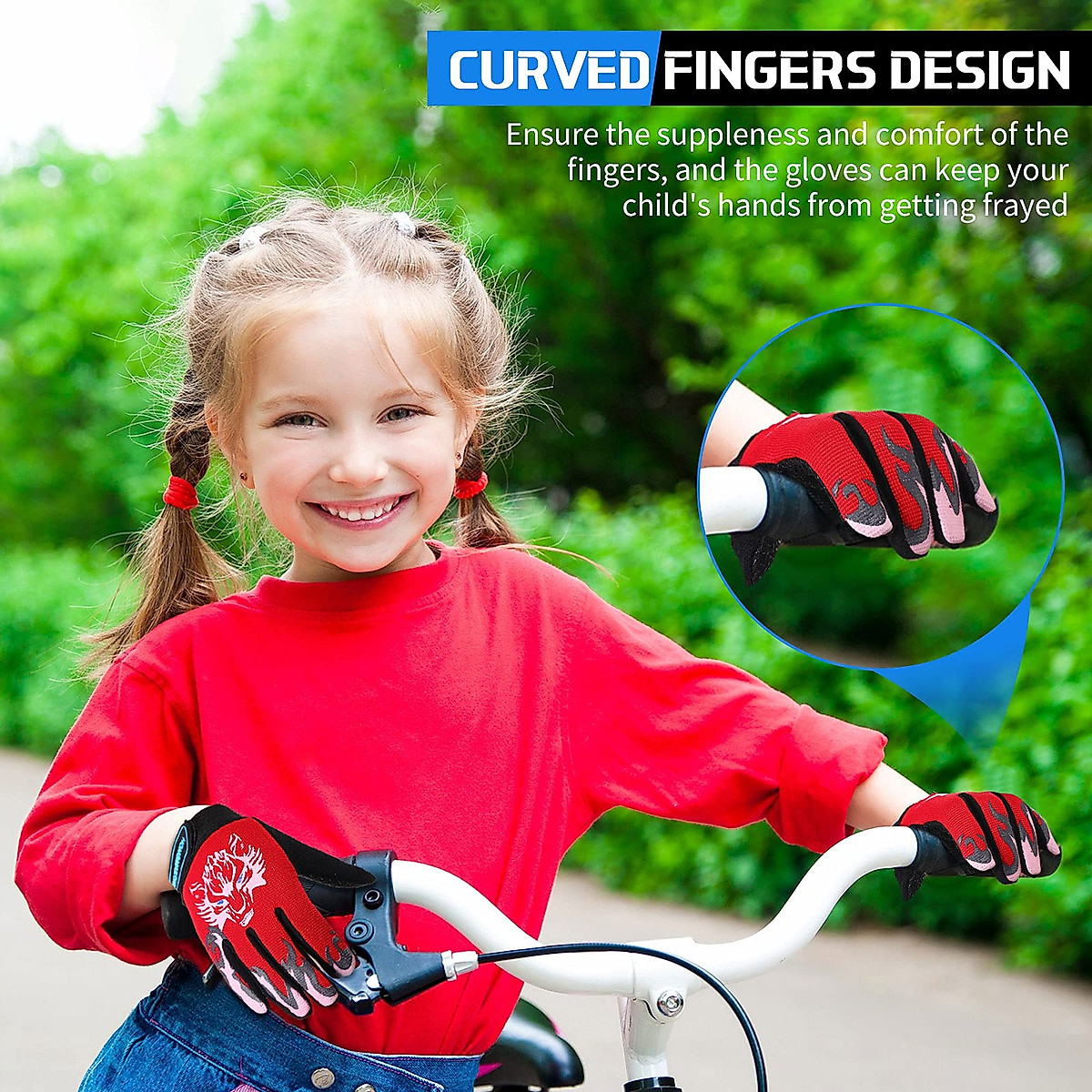 8 Pcs Kids Cycling Gloves Boys and Girls Youth Full Finger Bike Gloves Children Mountain Bicycle Gloves Bulk Warm Sport Gloves Nonslip Toddler Fishing Gloves for Outdoor Sport Climbing Football