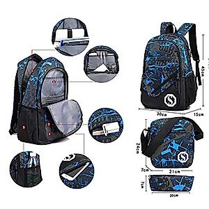 Umily School Backpacks School Bookbag Set 3 Pieces fit 15 inch Laptop Shoulder bag Travel Daypack with USB Charging Port